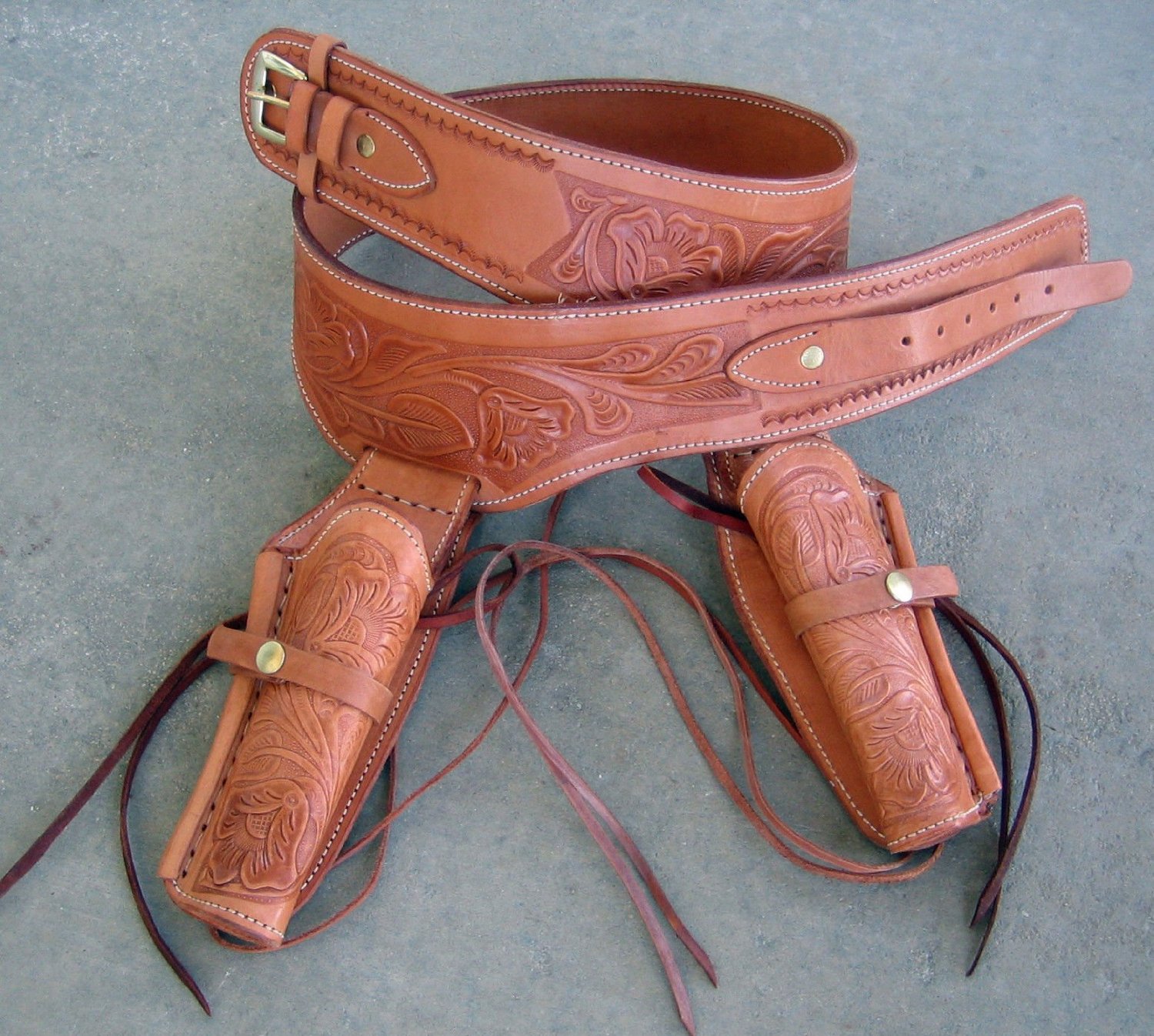Leather Gun Holster Tan Cowboy Action Shooting Leather Gun Holster Tan Cowboy Action Shooting